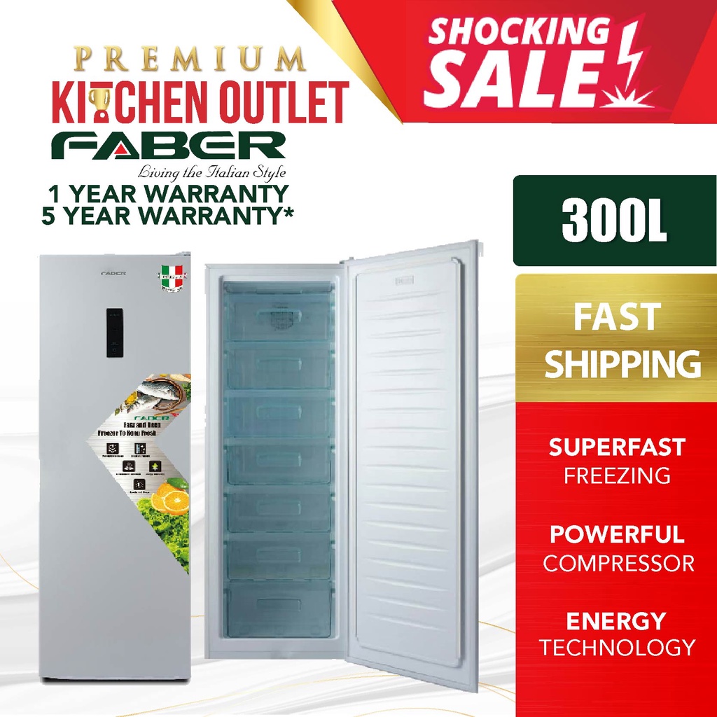 FABER 300L FREEZER SINGLE DOOR UPRIGHT | FREFROST 300 | Elba 290L 7 ...