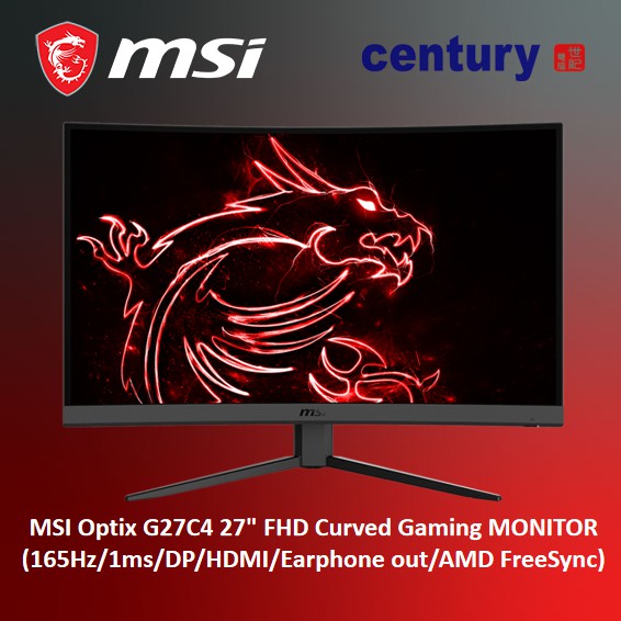 MSI Optix G27C4 27" FHD Curved Gaming MONITOR (165Hz/1ms/DP/HDMI ...