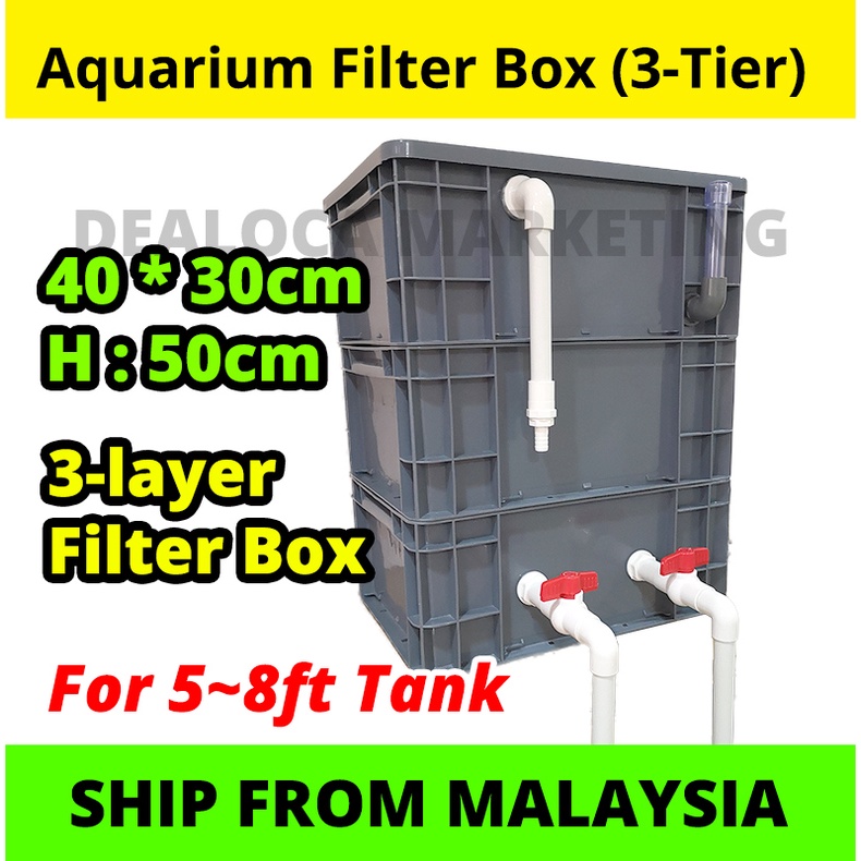 Aquarium Filter Box 3-Layers Koi Pond Filteration System Boxes Fish ...