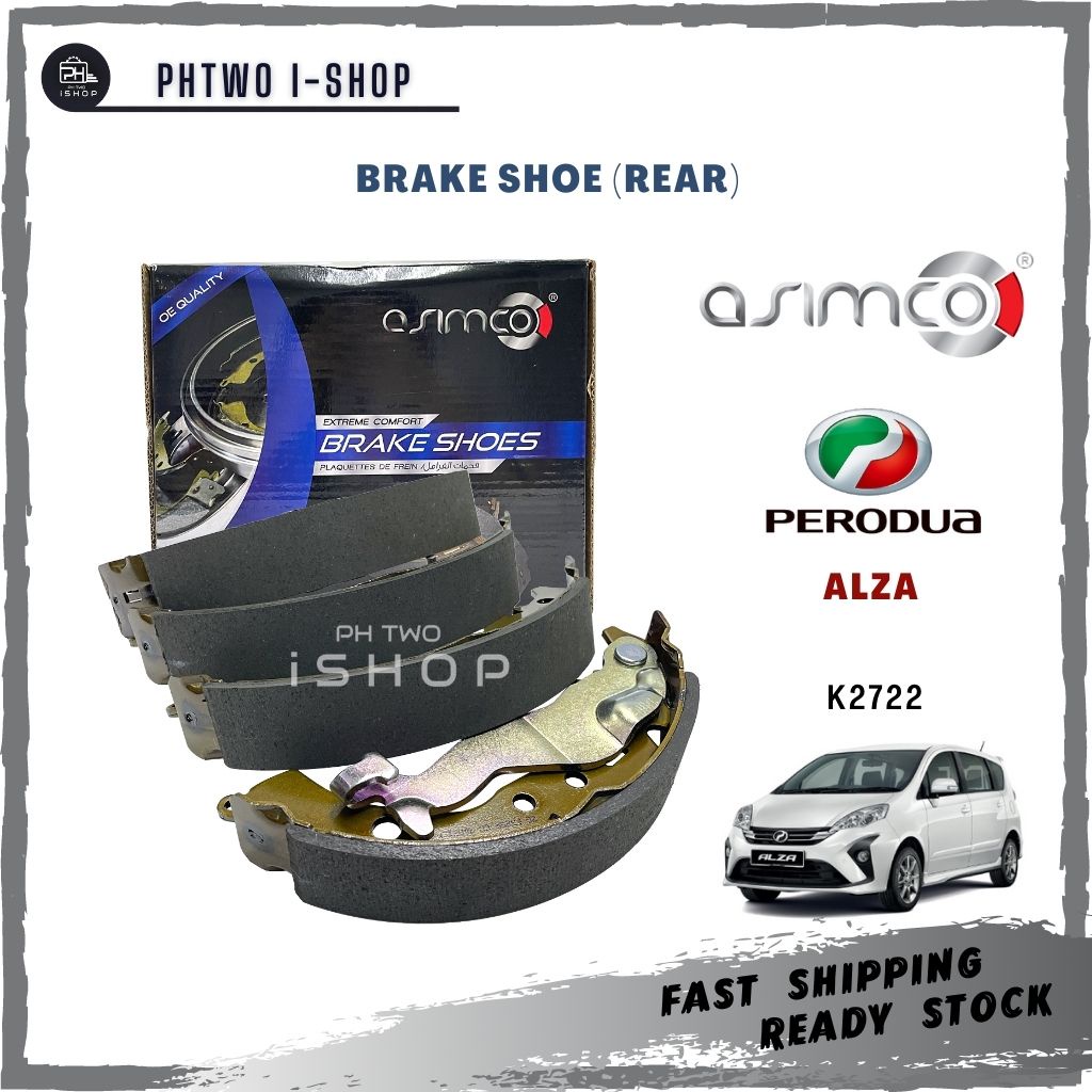 BRAKE SHOE (REAR) - PERODUA ALZA (WITH ADJUSTER) ASIMCO K2722 | Shopee ...