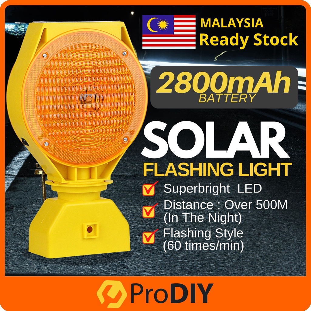 Solar Flashing Light Yellow Industrial Road Safety Warning LED Traffic ...