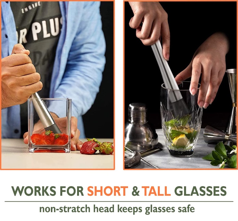 1pc 21cm Bar DIY Long Stainless Steel Mixer Tool Juice Stirrer Ice ...