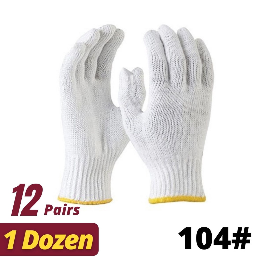 12 Pairs / 1 Dozen Cotton Glove Knitted Thick Hand Gloves Sarung Tangan ...