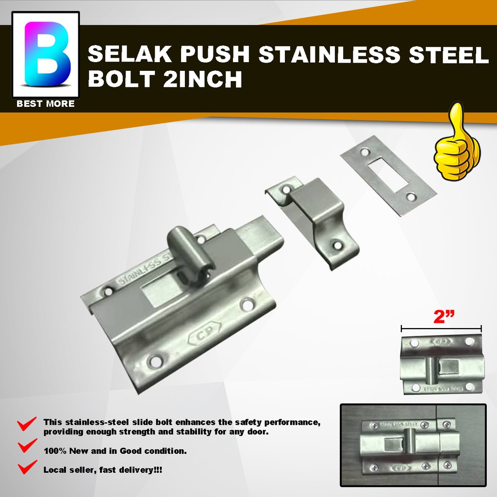 Selak Push Stainless Steel Bolt 2" | Shopee Malaysia