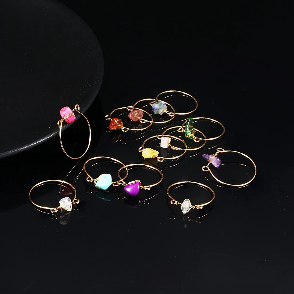1 PCS Chakra Crystal Rings Set for Women Natural Healing Stone Crystal ...