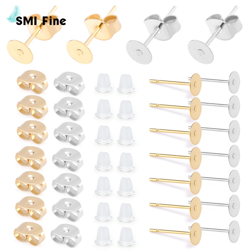 300PCS/Lot 3-6mm Stainless Steel Blank Post Earring Studs Pins Base ...