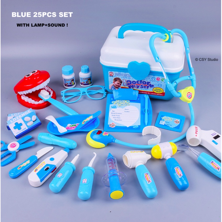 25PCS With Sound Lamp Pretend Doctor Kit Nurse Play Set Portable ...