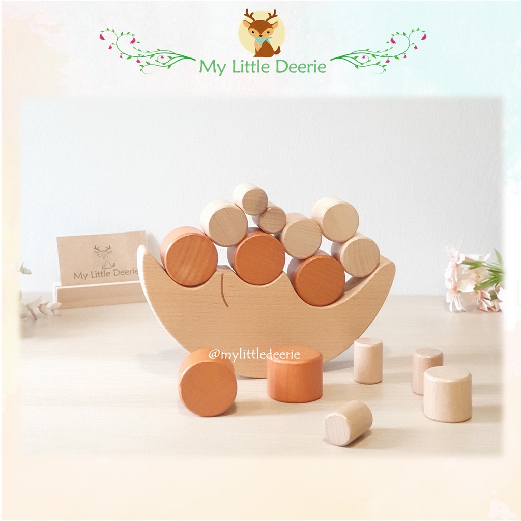 Wooden Premium Moon Balance Stacking & Kids Children Room Decor Natural ...