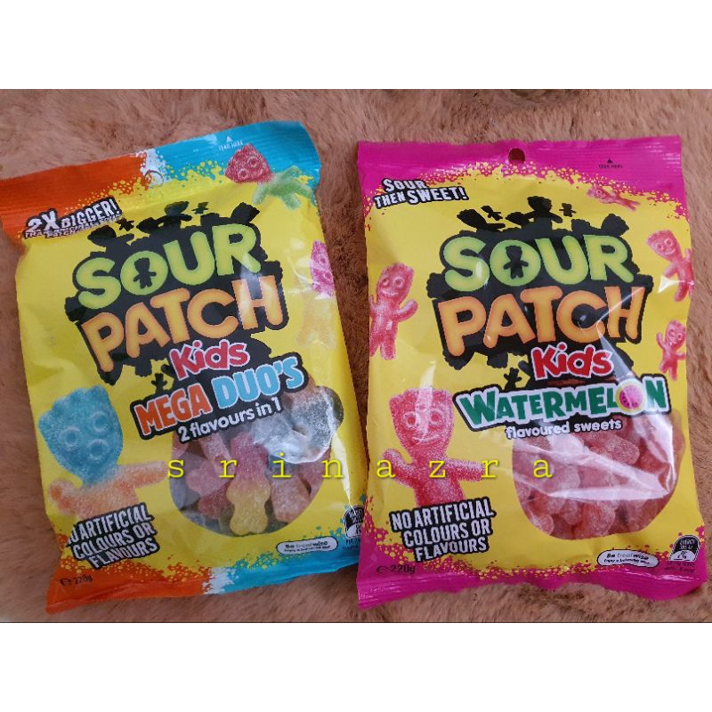 SOUR PATCH KIDS 220gm sour then sweet watermelon mega duo berry gula ...