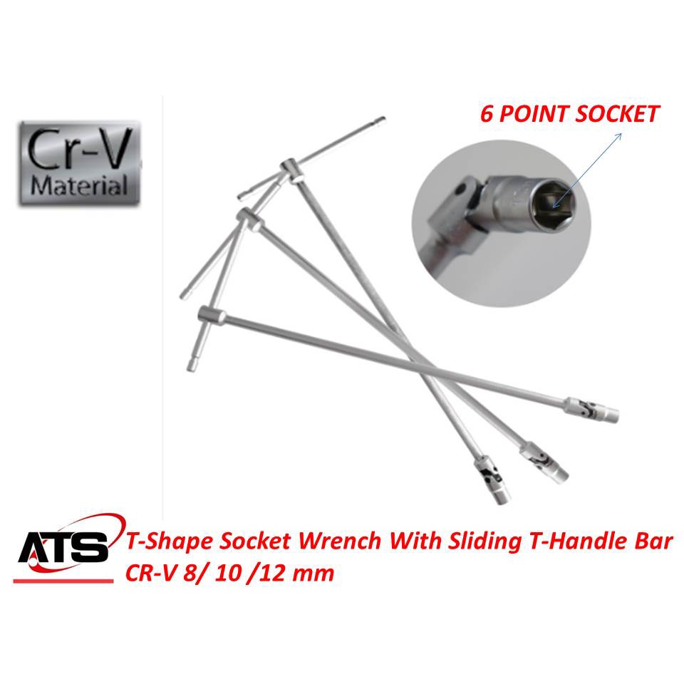 T-Shape Socket Wrench With Sliding T-Handle Bar CR-V 6PT POINT SOCKET 8 ...