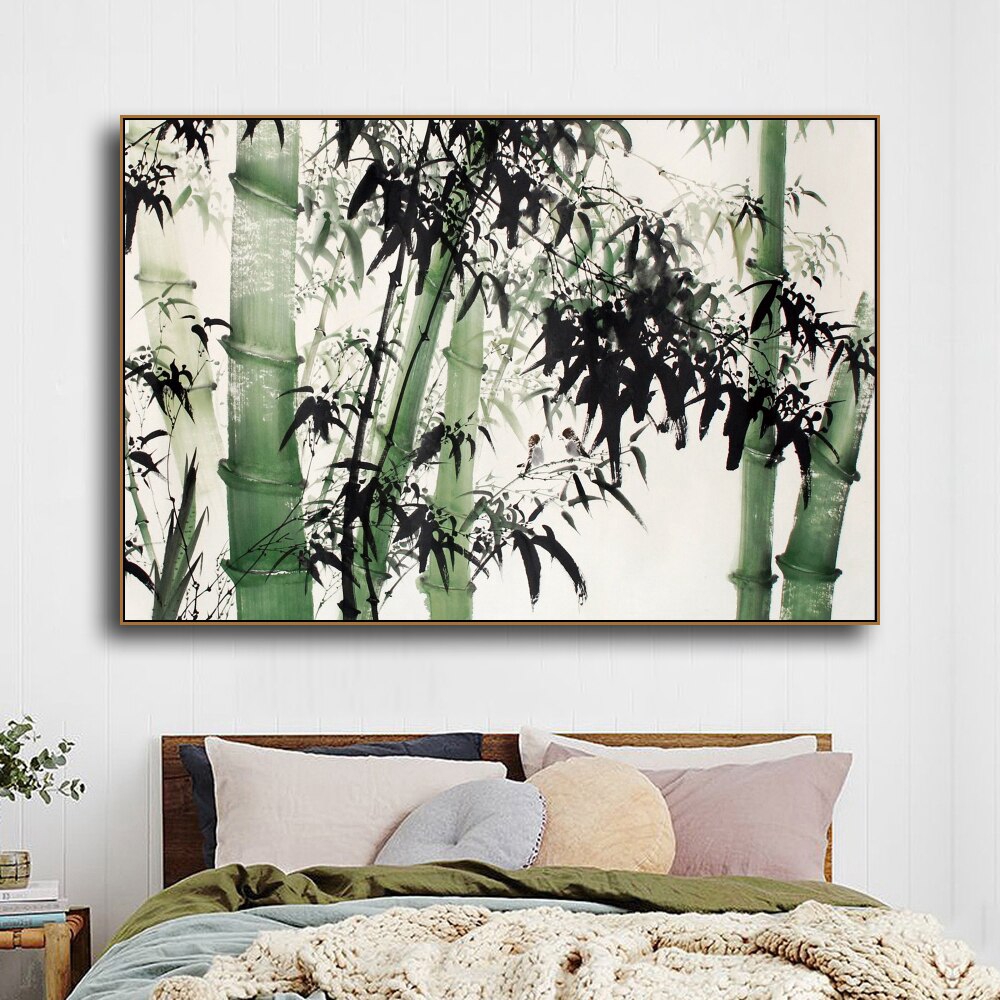 Abstract Ink Bamboo Painting Canvas Modern Home Decor Posters Prints ...