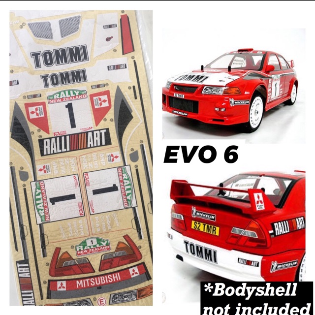 Replacement Decals sticker for Evo 6 Tamiya RC 1/10 bodyshell | Shopee ...