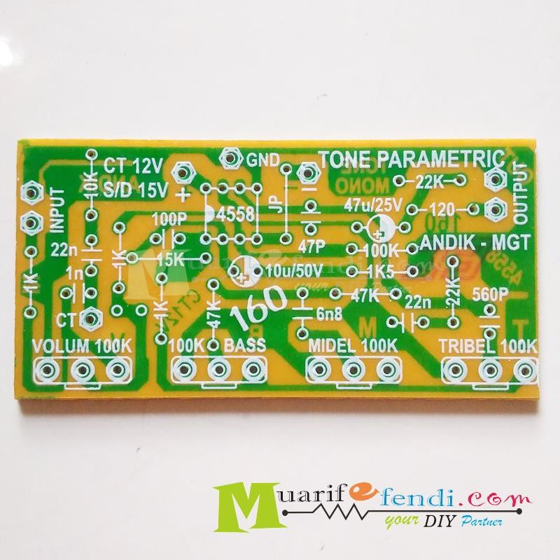 Pcb Tone Control Mono Tone Paramedic IC opAmp 4558 Treble middle bass ...