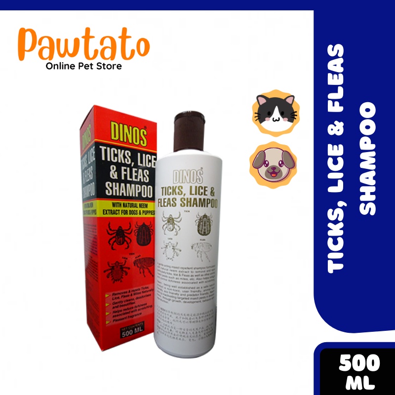 Dinos Ticks, Lice & Fleas Shampoo For Dog & Cat Pet Grooming 500ml ...