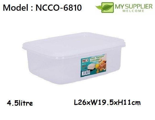 NCI 6810 4.5Litre Plastic Rectangular Container L26xW19.5xH11cm ...