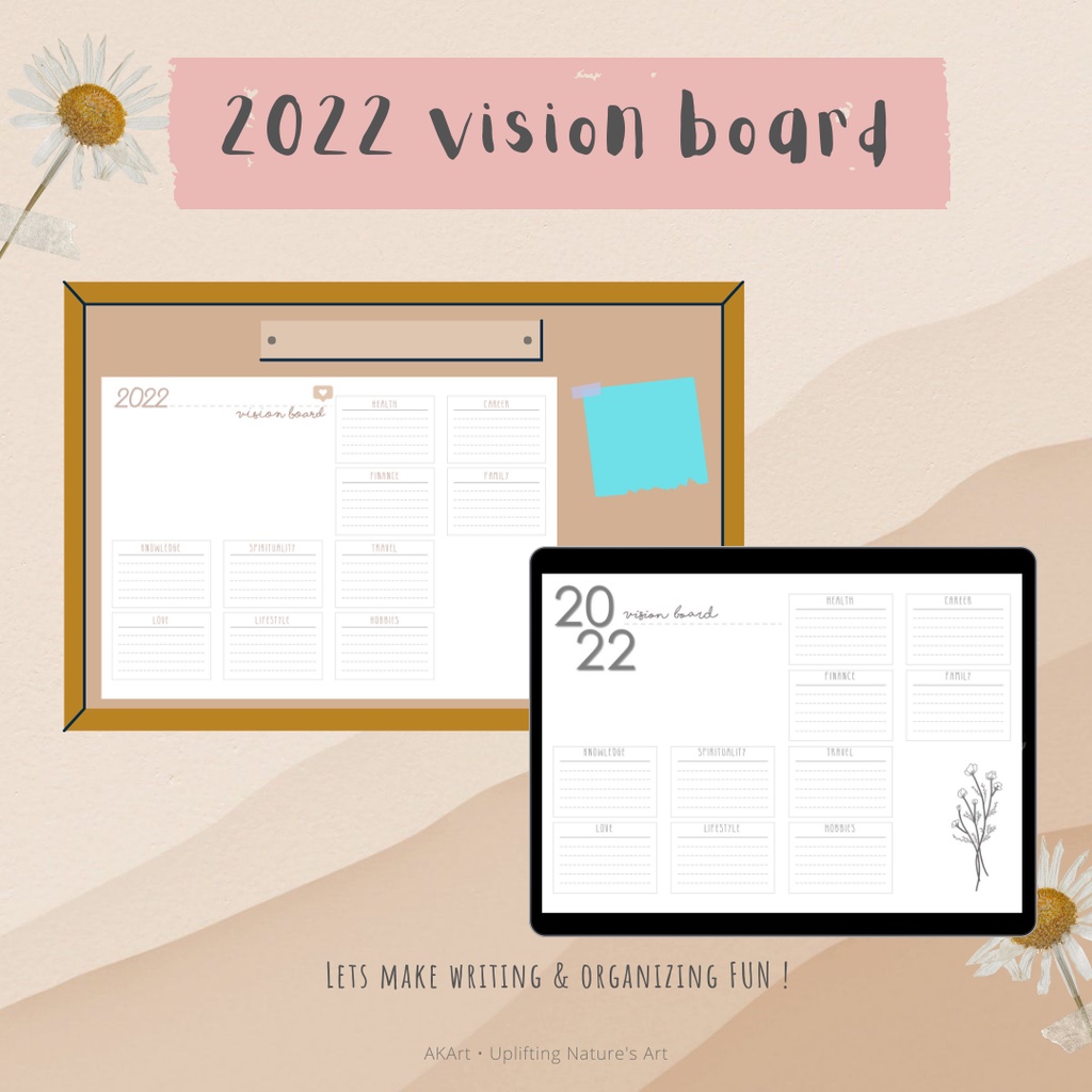 digital template 2022 vision board printable editable | Shopee Malaysia