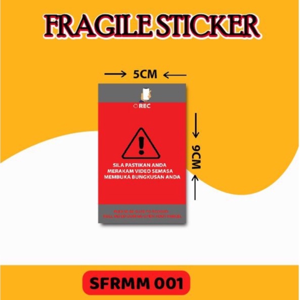 STICKER FRAGILE RAKAM SEMASA BUKA BUNGKUSAN MERAH MENEGAK 🔥READY STOCK 🔥 [BUY 10 + 1](10 PCS ...