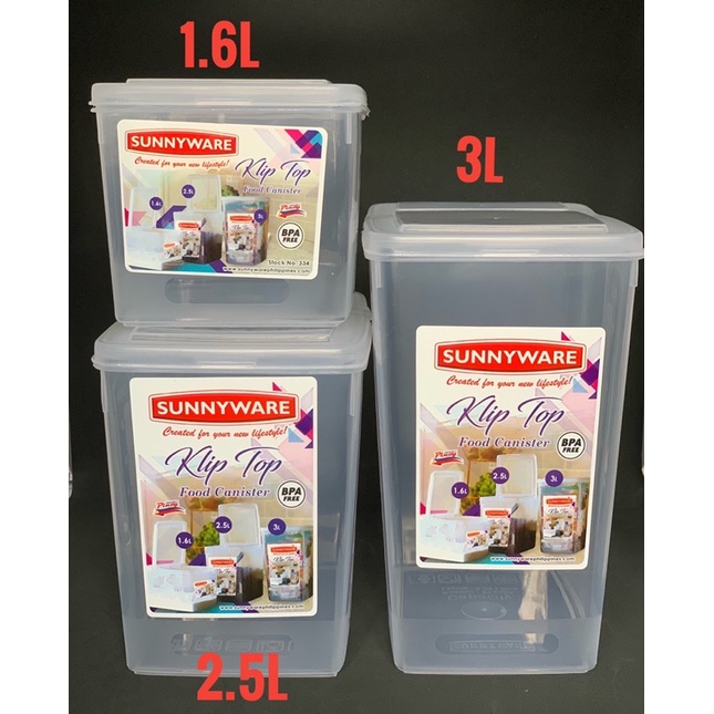 Klip top Sunnyware Canister/ Kliptop Food Container for Milktea powders ...