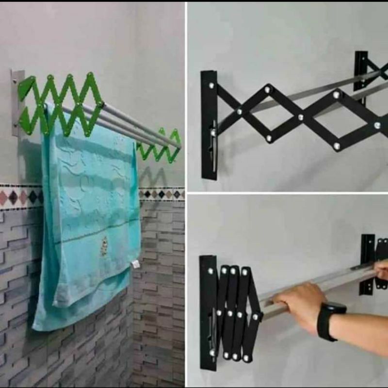 Folding Wall Clothesline/Folding zigzag Aluminum Pull Wall Clothesline, jagoo brand | Shopee ...