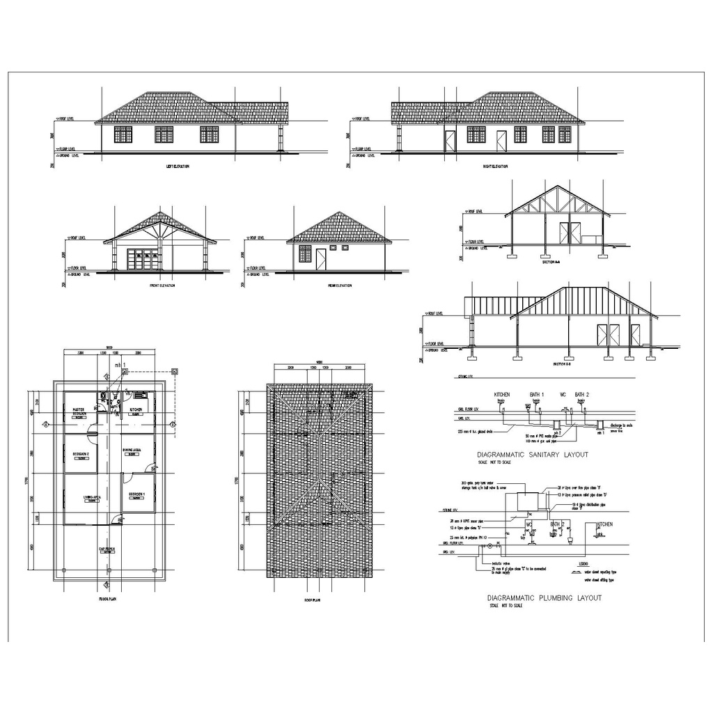 PELAN RUMAH 1 TINGKAT 3 BILIK (ARKITEK & STRUKTUR) / ONE STOREY HOUSE ...