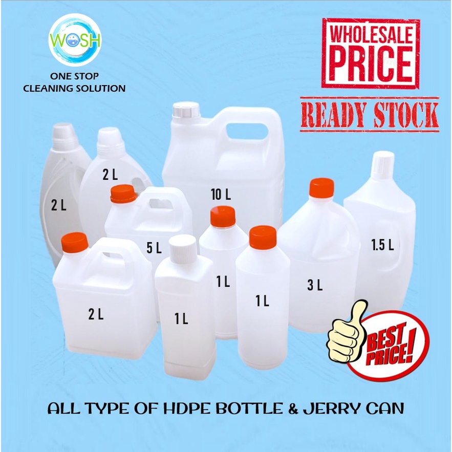 (NEW) 1L/1.5L/2L/3L/10L HDPE Bottle / Tong Air /Jerry Can / Tong Drum / Chemical Drum / Floor ...