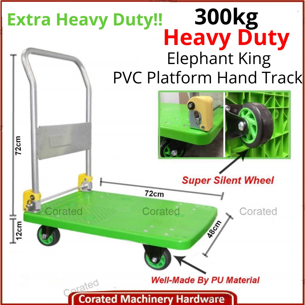 Elephant 150kg Heavy Duty PVC Platform Hand Truck Trolley with Extra ...