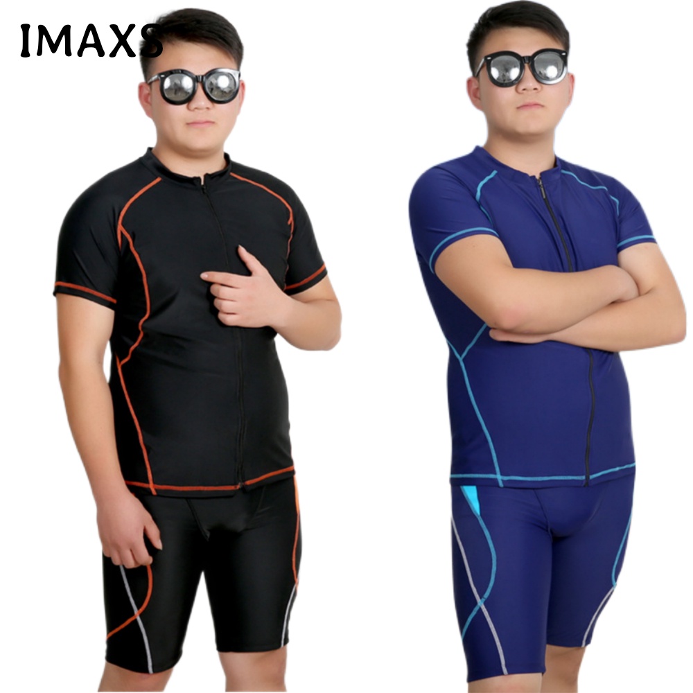Oversize 60-135KG Top + Pants Swimwear Men Elastic Swimming Plus Size ...