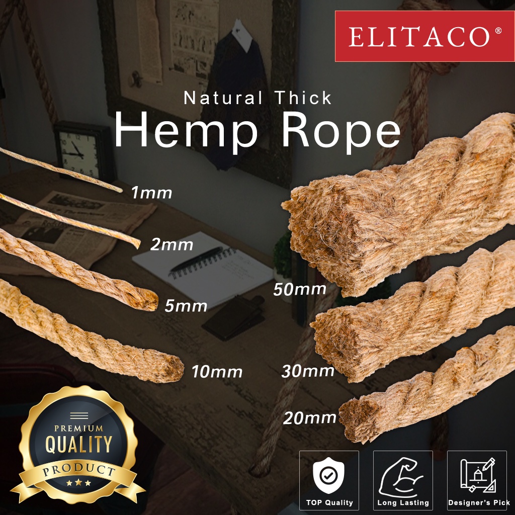 【ELITACO】Hemp Rope 50mm 30mm 20mm 10mm 5mm 2mm 1mm Cat scratch board ...