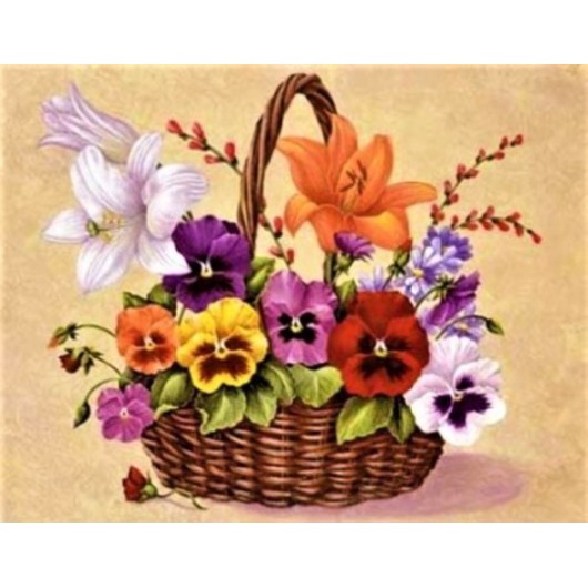 Full Embroidery Cross Stitch/ Sulam Benang - Bunga Flowers in Bucket ...