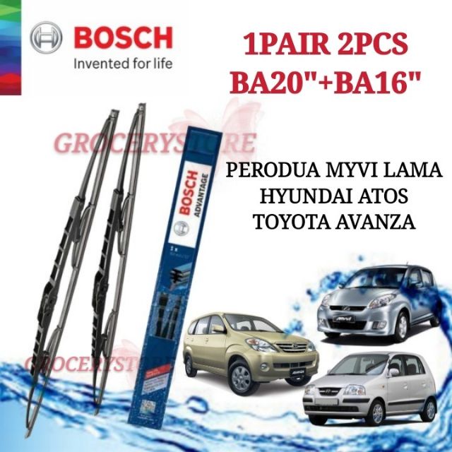 BOSCH FRONT WIPER BLADE SET ADVANTAGE (20"+16") PERODUA MYVI 2005-2010 TOYOTA AVANZA F601 F602 ...