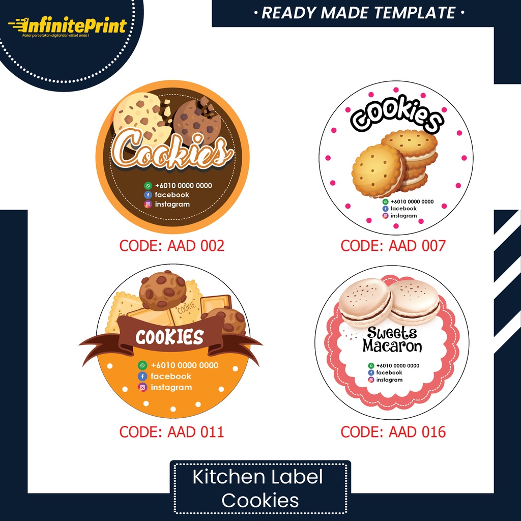 Cookies Food Sticker Label Product - Label 3cm / 4cm / 5cm / 6cm / 7cm ...