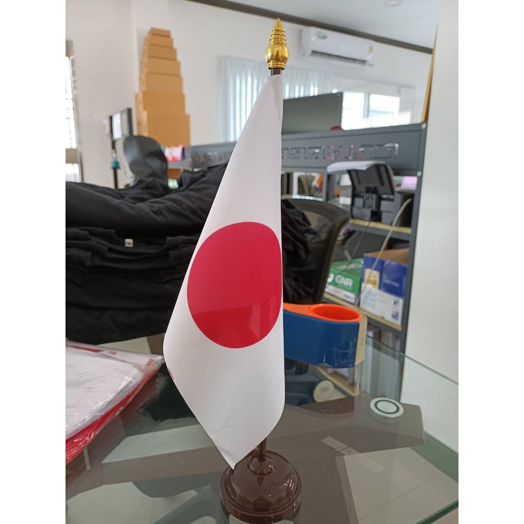 ฺ JAPAN Table Flag Japanese National Pole Height 35 cm. Plastic Base ...