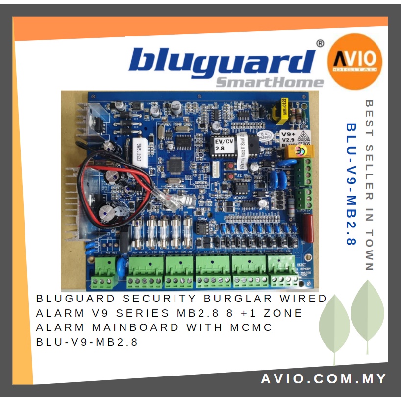 Bluguard Wired Alarm V9 Voice Series MB2.8 8 +1 Zone Alarm Main Panel Board MB2.8(V9) BLU-V9-MB2 ...