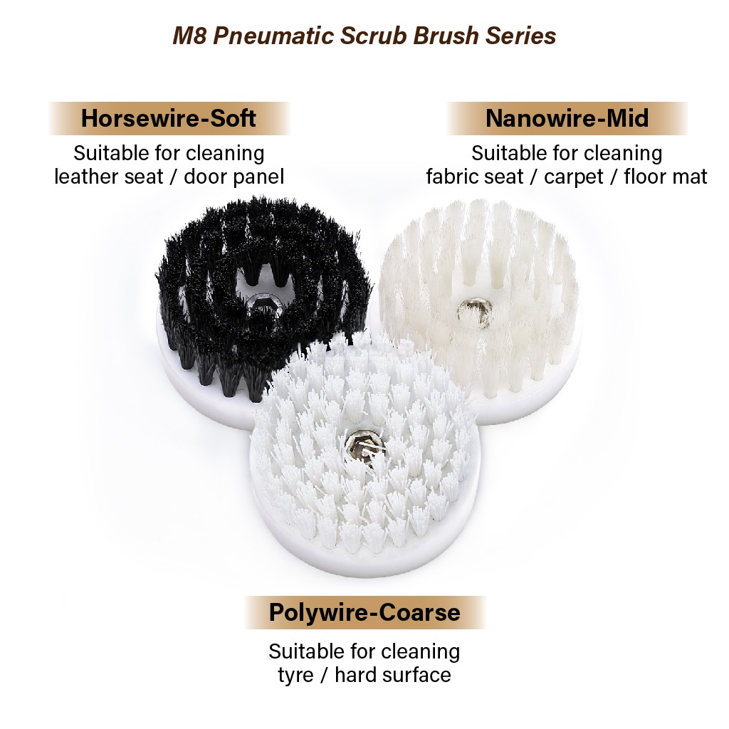 MYCB M8 Pneumatic Scrub Brush [Horsewire-Soft 4 Inch] Auto Detailing Cleaning Tool [Non-Boars ...