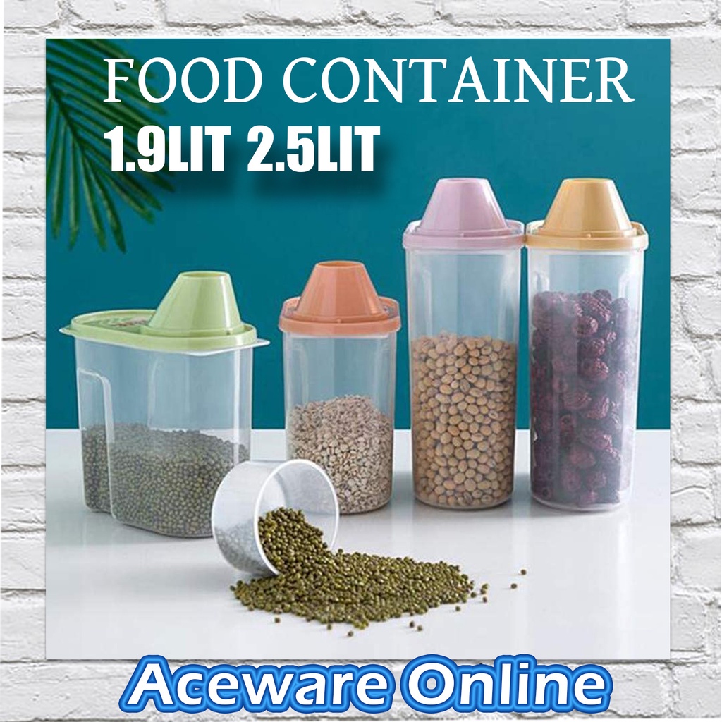 FOOD CONTAINER RICE DISPENSER GRAIN STORAGE BOX Plastic Measuring Cup ...