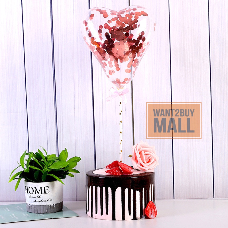 🇲🇾 5 Inch Mini Colorful Confetti Balloon Cake Toppers Shinny Happy ...