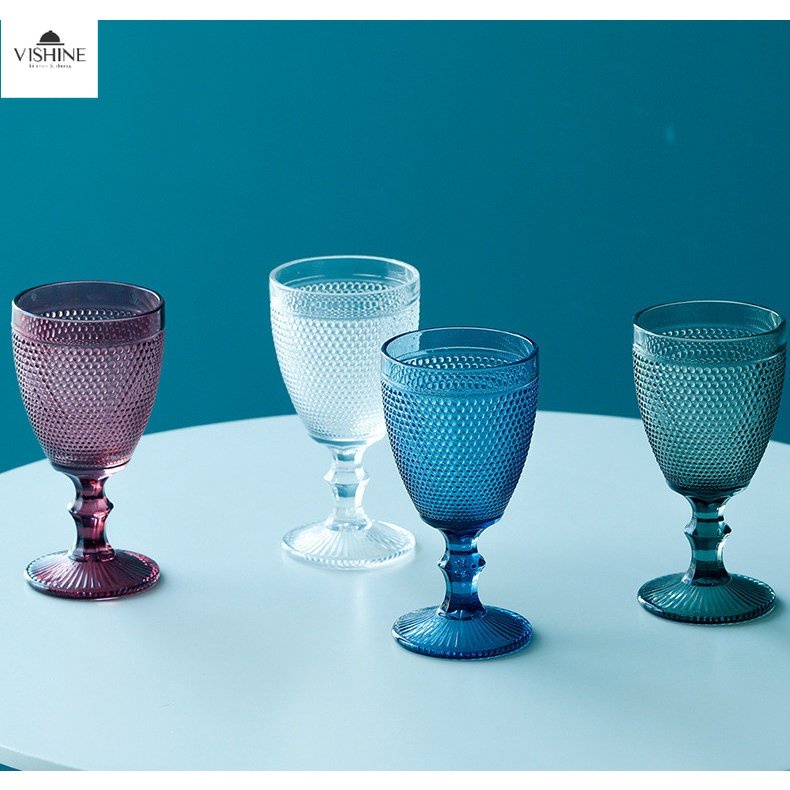 Modern Embossed Crystal Dots Pattern Goblet Water Goblet Glass Crystal ...