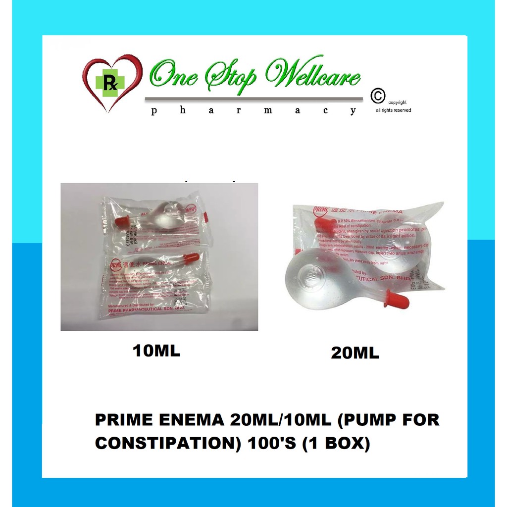 PRIME ENEMA 20ML/10ML (PUMP FOR CONSTIPATION) 100'S (1 BOX) | Shopee ...