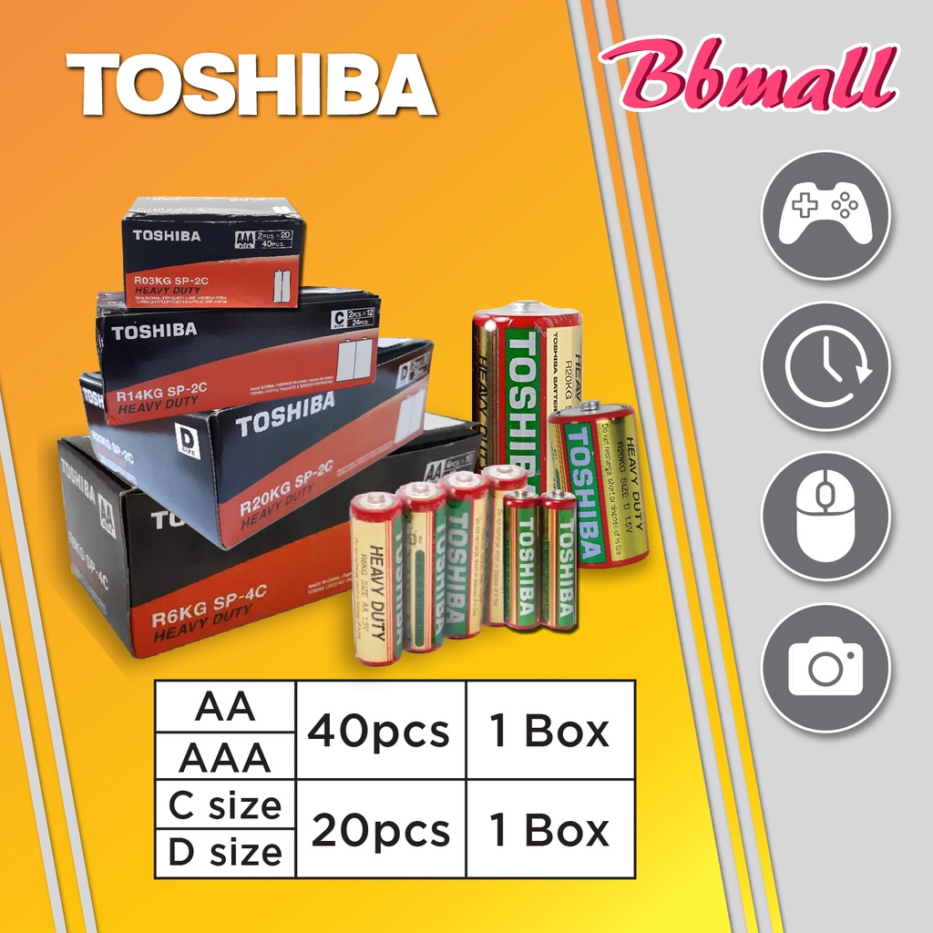 TOSHIBA Heavy Duty Battery Carbon Zinc 1.5V AA / AAA / C / D BOX/Bateri ...