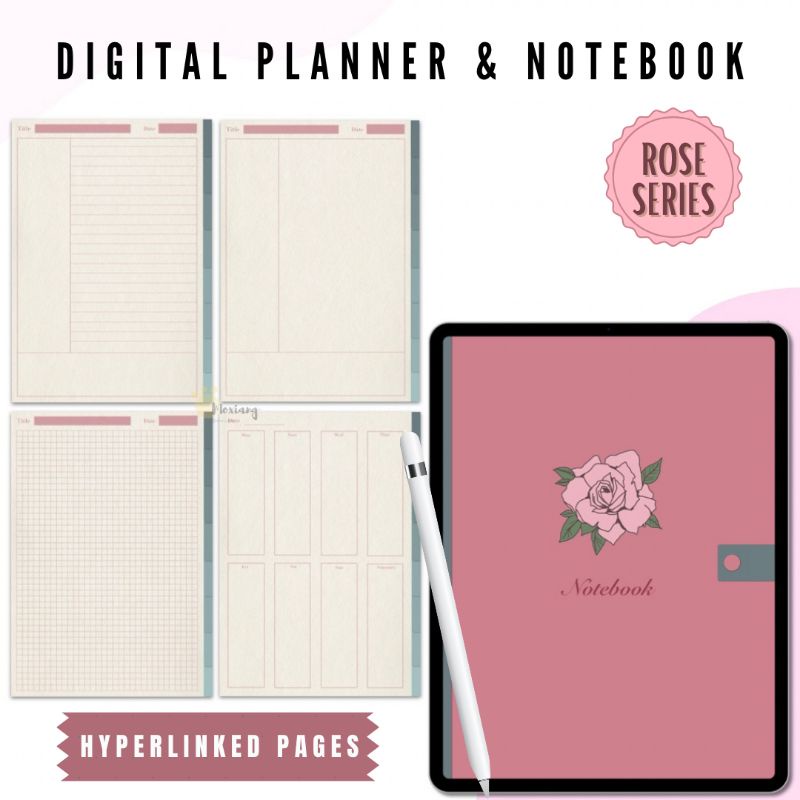 Goodnotes / Notability Hyperlinked Digital Planner Notebook Rose ...