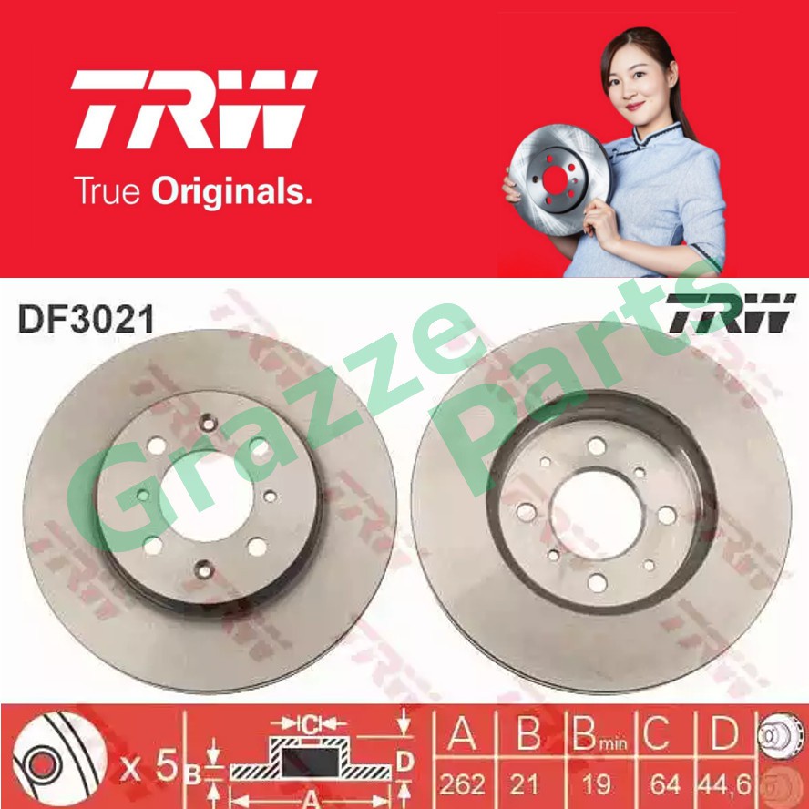 (2 pcs) TRW Disc Brake Rotor Front for DF3021 City TMO TFO Civic SR4 ...