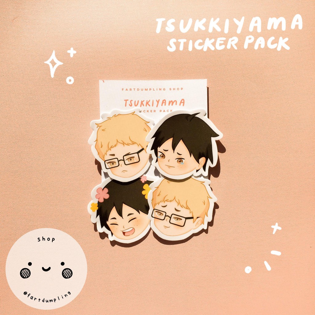 Haikyuu Tsukkiyama Tsukishima Yamaguchi Sticker Pack (4 pcs) | Shopee ...