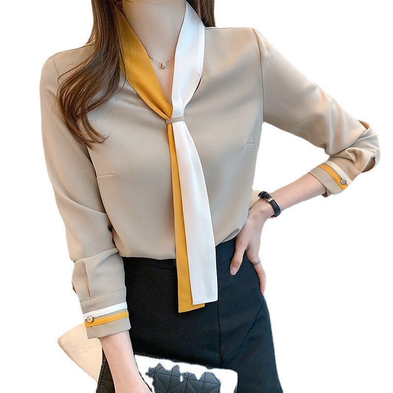 Women's fashion blouse temperamental niche slim top blouse women's ...