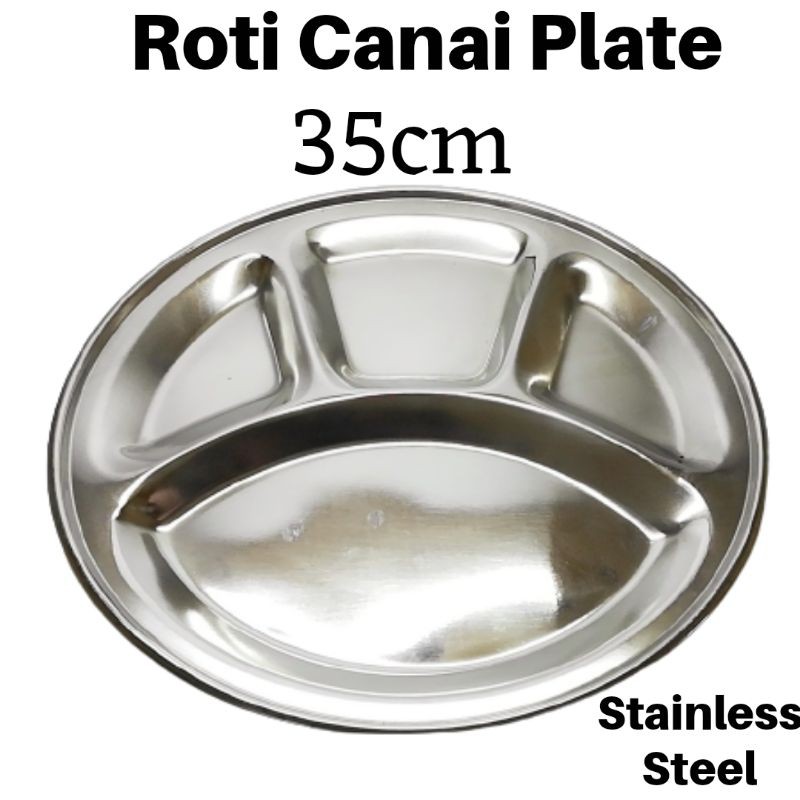 Roti Canai Plate/4 Section Divided Plate 35cm / Round Compartment Tray ...