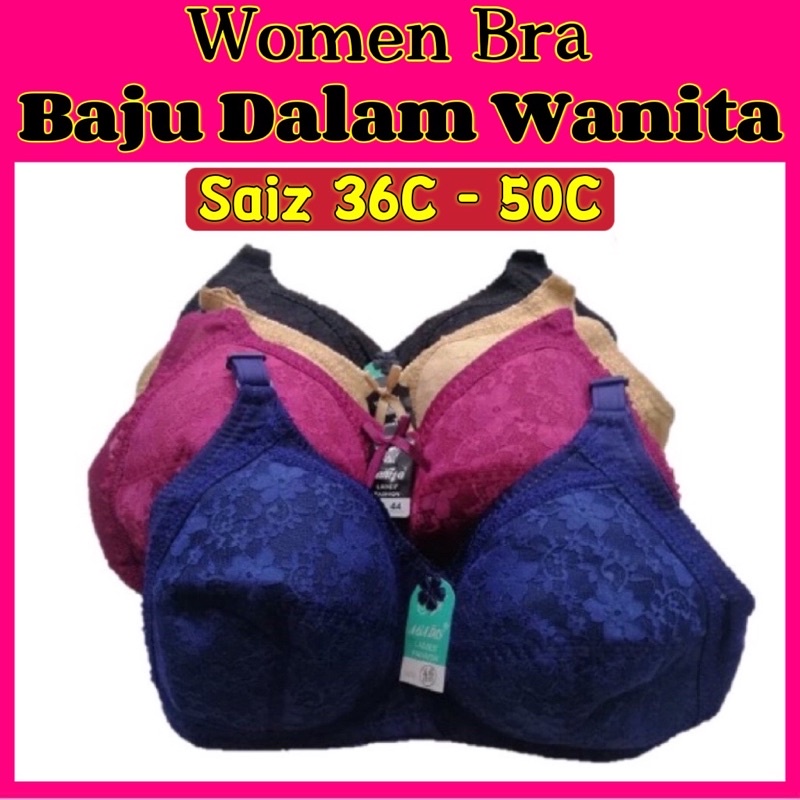Bra Women Plus Size Bra Full Cup Non Wired Bra BCD Cup Baju Dalam Wanita Coli Wanita Bra Wanita ...