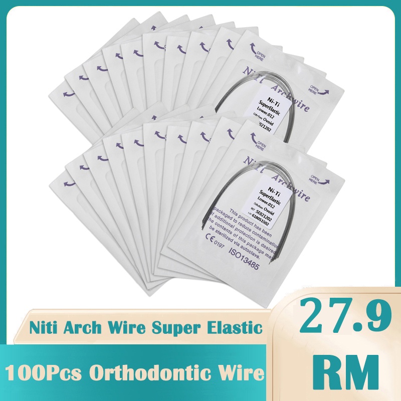 100Pcs/10Packs Dental Orthodontic Niti Arch Wire Super Elastic Round Natural Dentist Archwires ...
