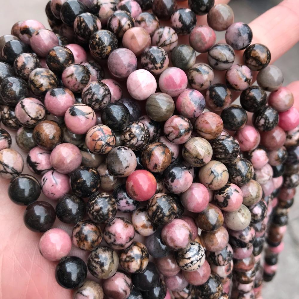 Natural Black Rhodochrosite Stone Beads for Jewelry Making DIY Bracelet ...