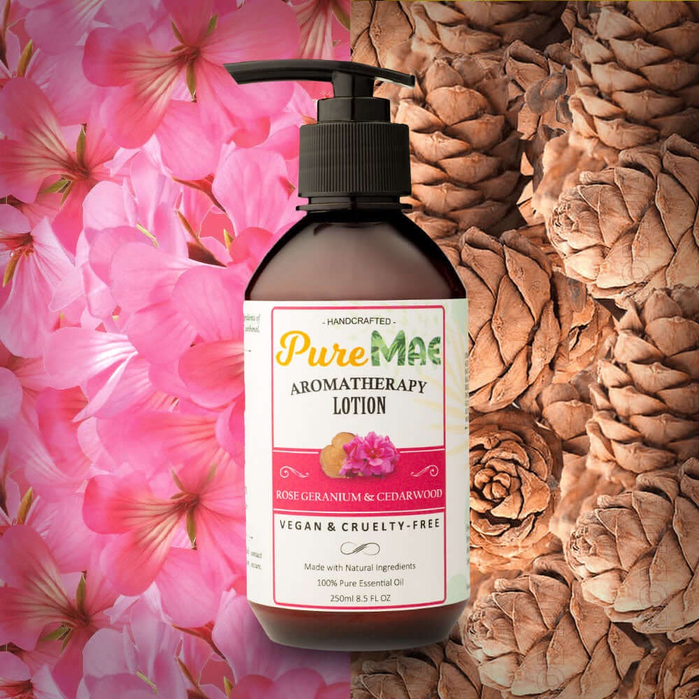 PureMAE Rose Geranium & Cedarwood Lotion for Acne, Redness, Itchiness ...