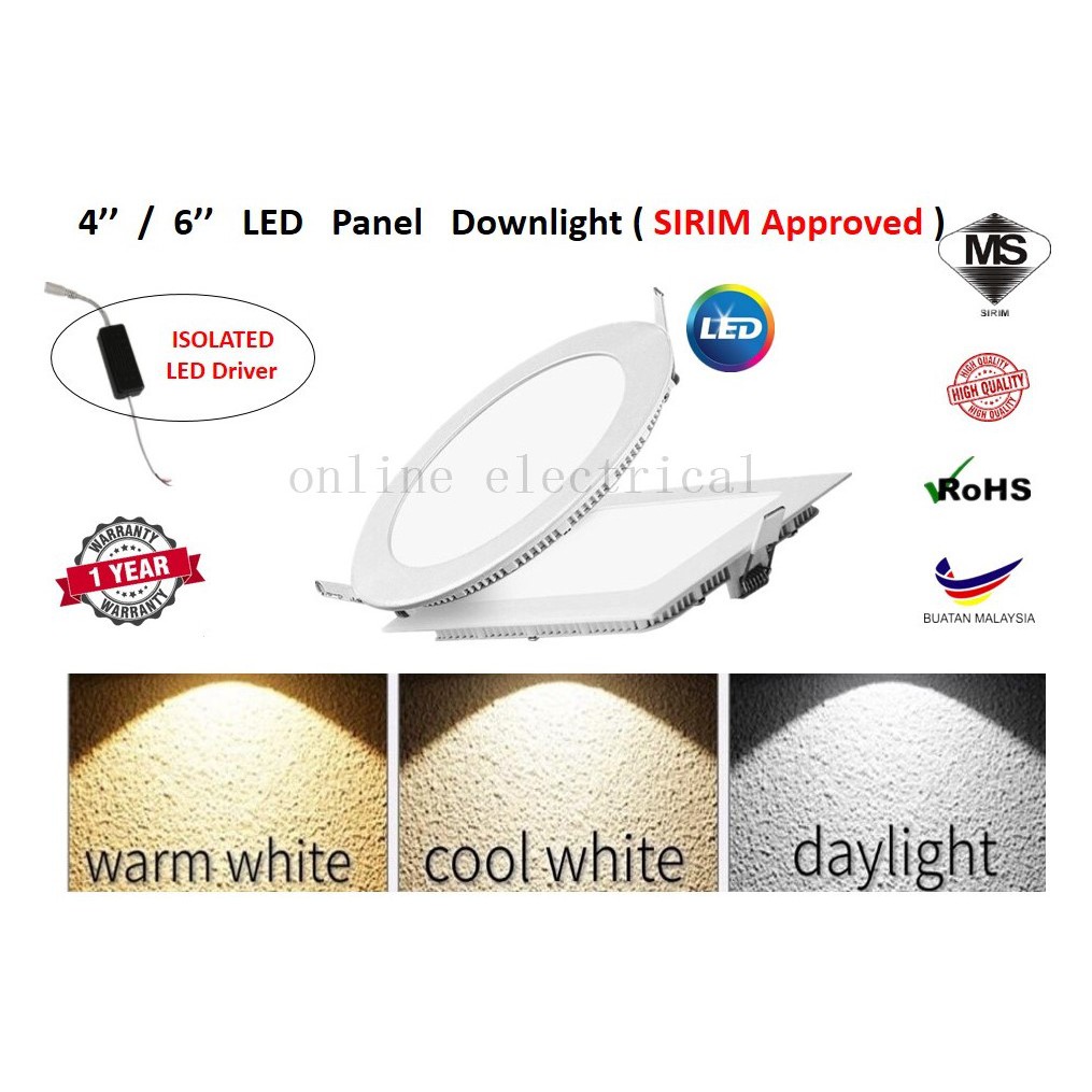 Led Recessed Slim Panel Downlight 4'' / 6'' / 9W / 12W / 18W ( Daylight ...