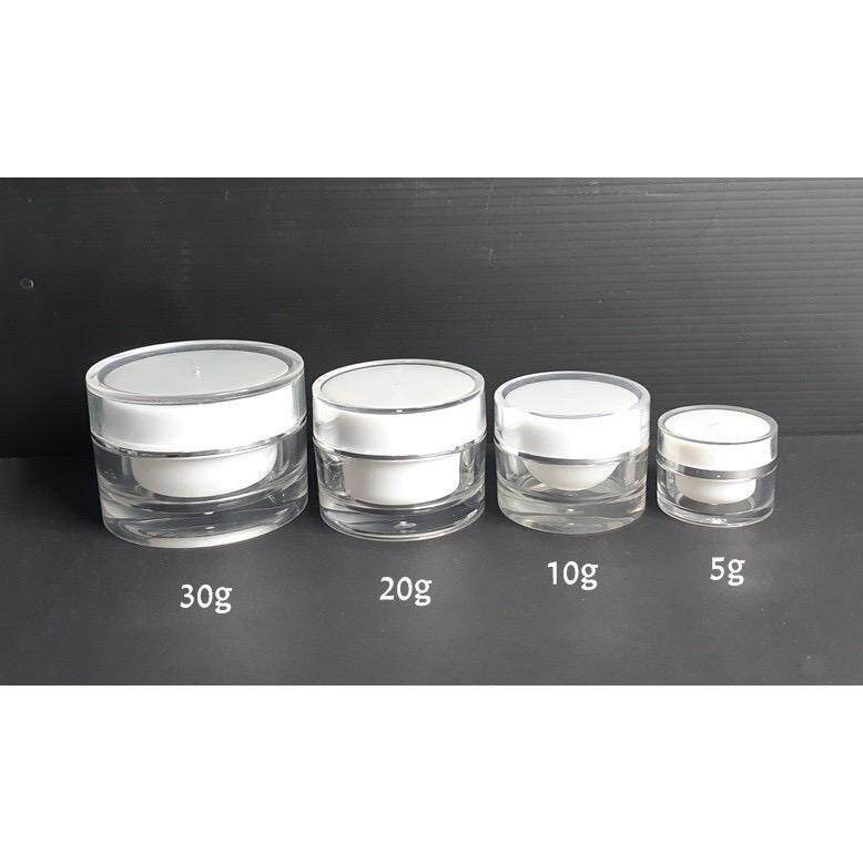 READY STOCK 5g 10g 20g 30g double wall Cream white jar Cosmetic ...